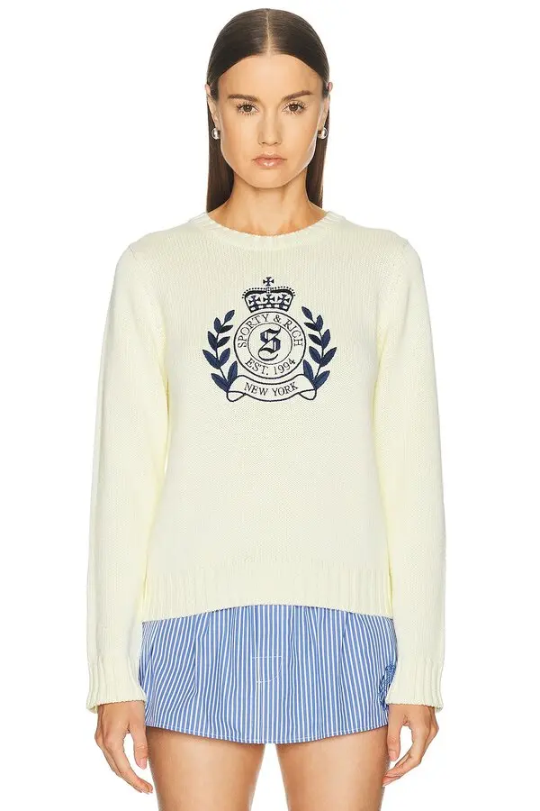 SPORTY & RICH Ny Crest Knitted Sweater