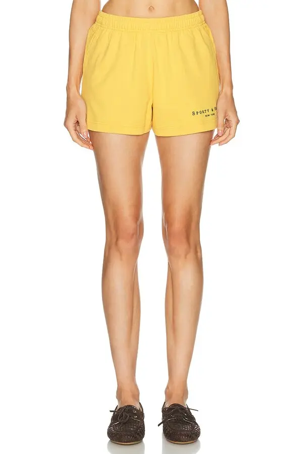 SPORTY & RICH Title Embroidered Disco Short