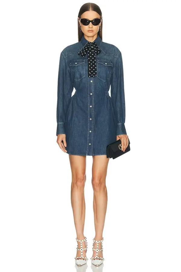 Valentino Garavani Denim Button Up Dress - Medium Blue Denim