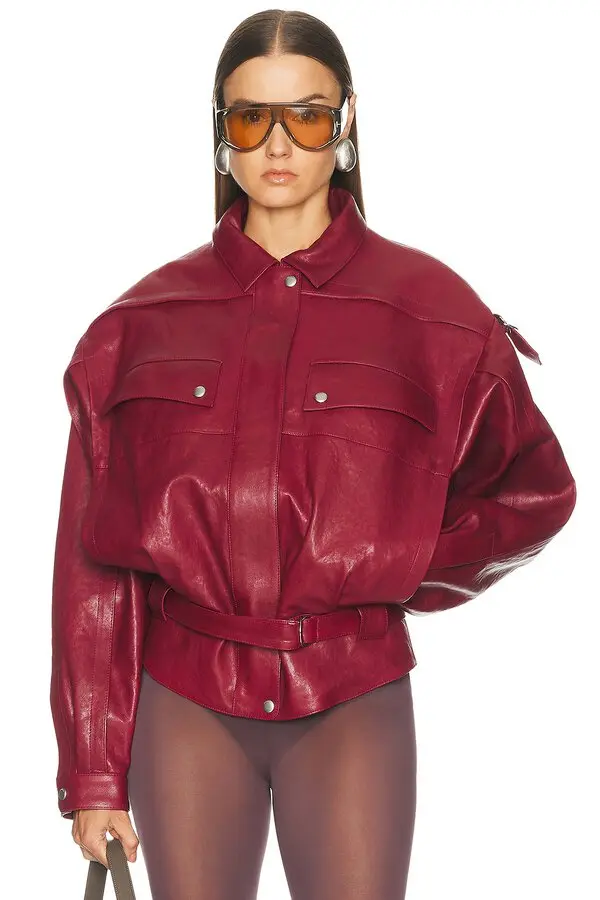 Magda Butrym Leather Bomber Jacket