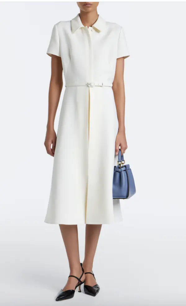 Fendi Belted Wool And Silk Midi Dress