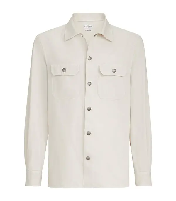 Brunello Cucinelli Cotton Gabardine Pocket Shirt