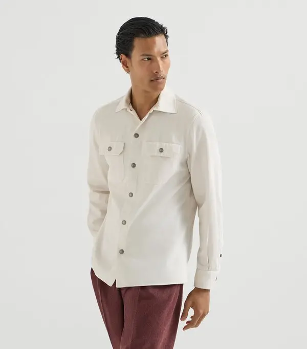 Brunello Cucinelli Cotton Gabardine Pocket Shirt