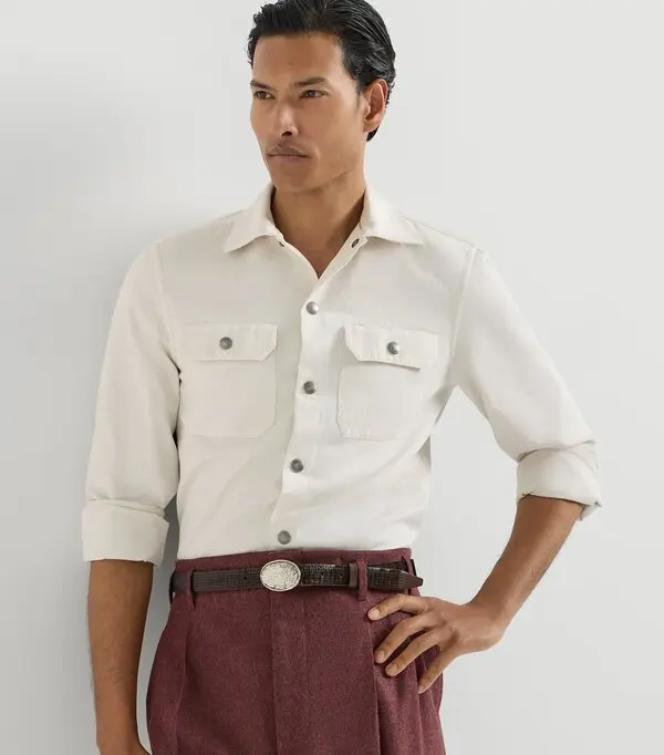 Brunello Cucinelli Cotton Gabardine Pocket Shirt
