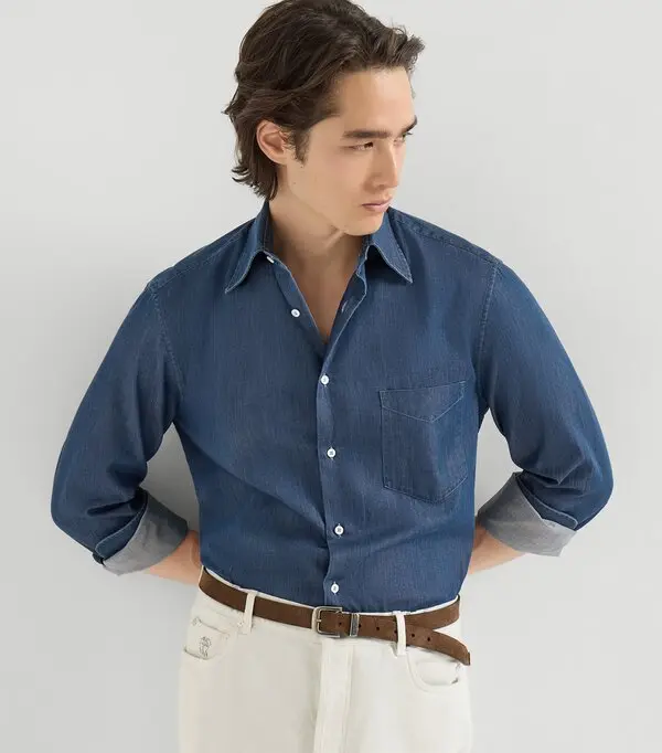 Brunello Cucinelli Denim Chambray Shirt