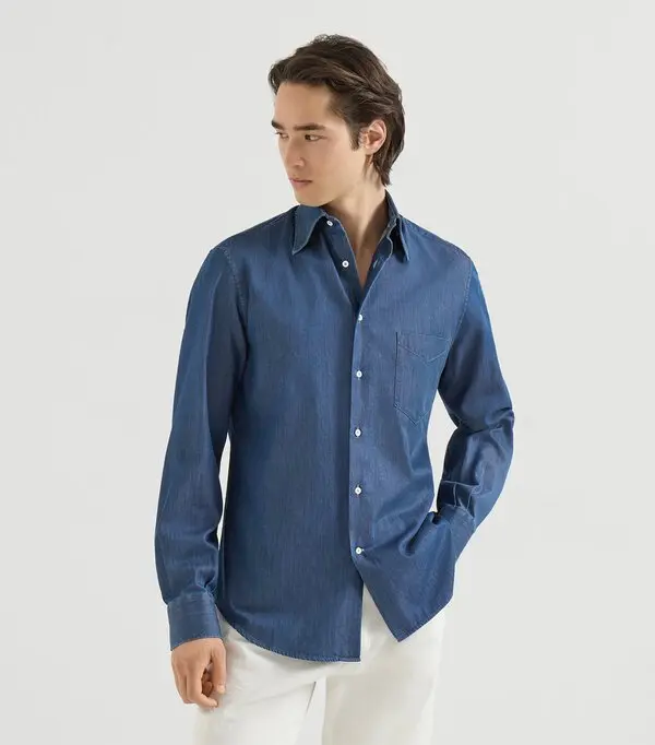 Brunello Cucinelli Denim Chambray Shirt