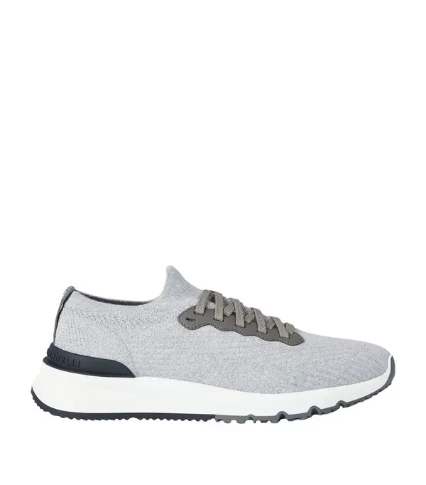 Brunello Cucinelli Chiné-knit Lace-up Sneakers