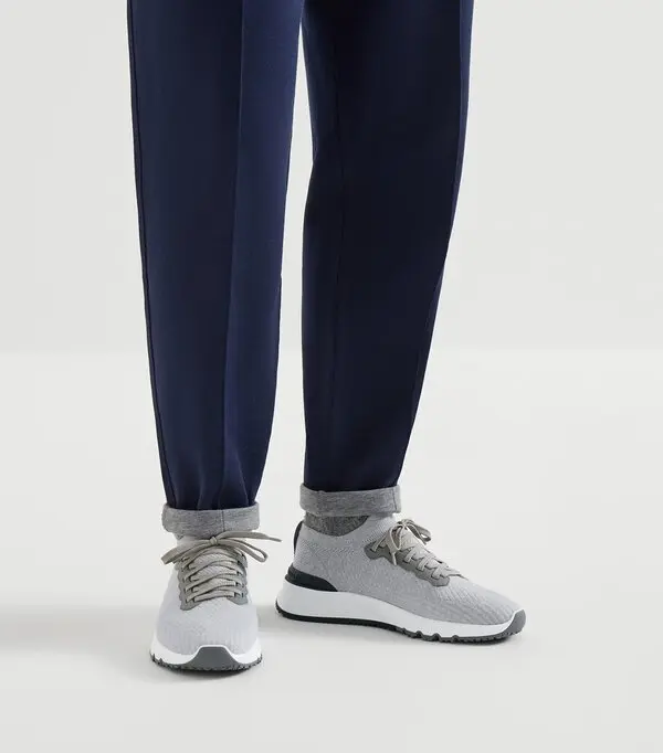 Brunello Cucinelli Chiné-knit Lace-up Sneakers