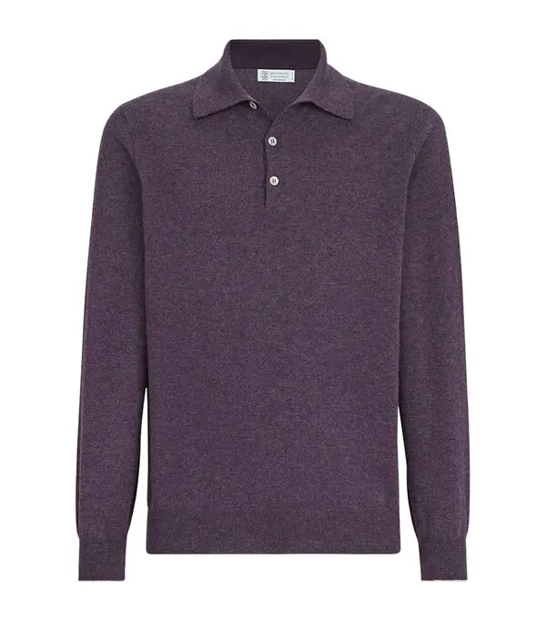 Brunello Cucinelli Cashmere Polo Sweater - Purple