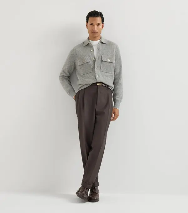 Brunello Cucinelli Cashmere Knitted Collared Overshirt Cardigan