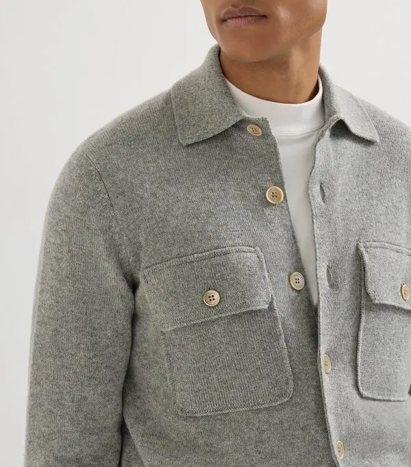 Brunello Cucinelli Cashmere Knitted Collared Overshirt Cardigan
