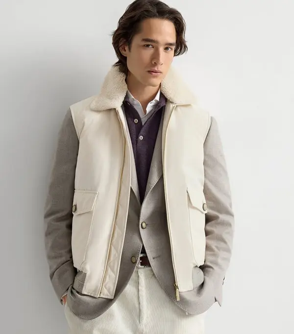 Brunello Cucinelli Waxed Shearling-collar Gilet - White