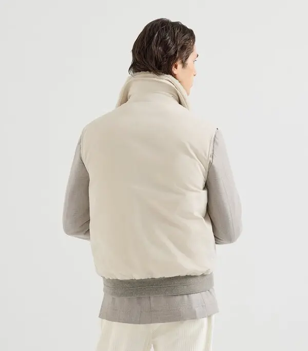 Brunello Cucinelli Waxed Shearling-collar Gilet - White