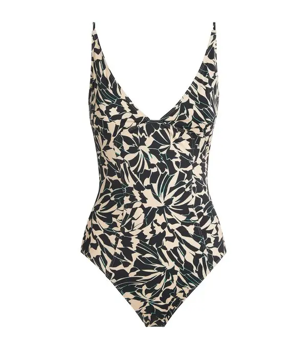 Ulla Johnson Printed V-neck One Piece Swimsuit - Navy