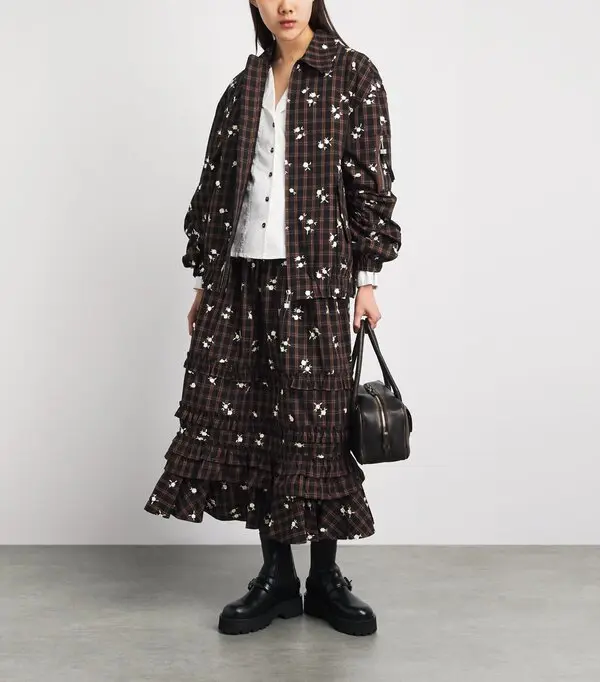 GANNI Organic Cotton Printed Midi Skirt