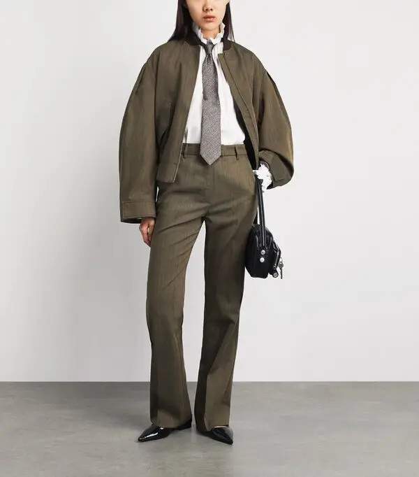 GANNI Wool Straight Leg Trousers