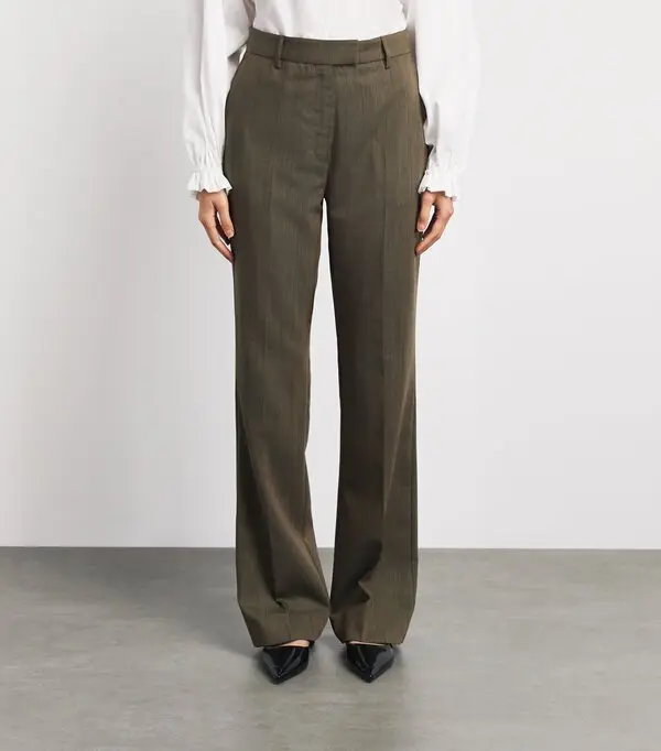 GANNI Wool Straight Leg Trousers
