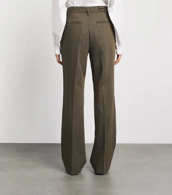 GANNI Wool Straight Leg Trousers