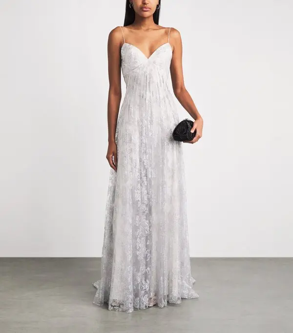 SANDRA MANSOUR Embellished Silent Thread Gown