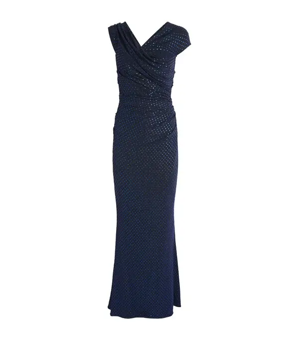 Talbot Runhof Sequined Sleeveless Gown - Navy