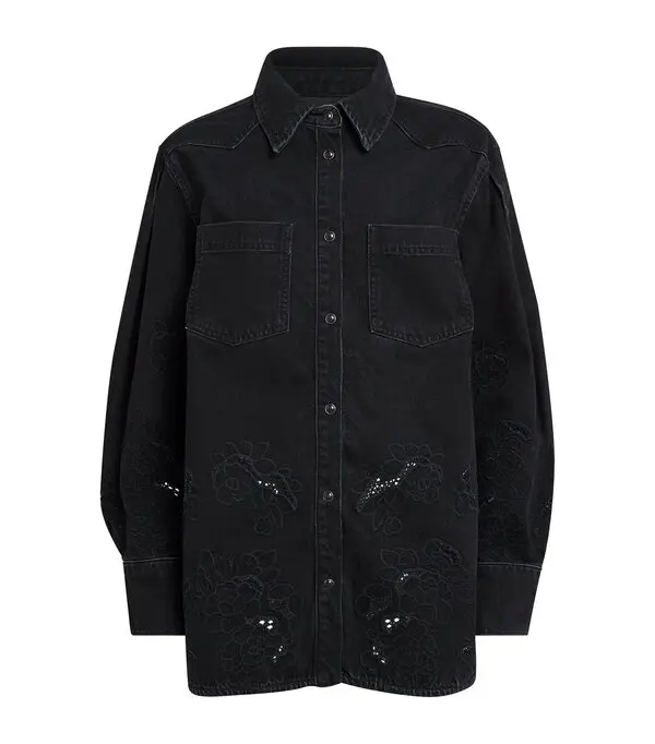 GANNI Broderie Anglaise Denim Jacket