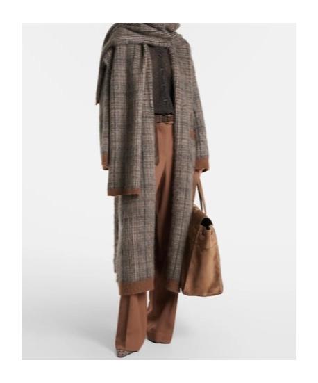 Brunello Cucinelli Checked Mohair And Wool-blend Wrap Coat