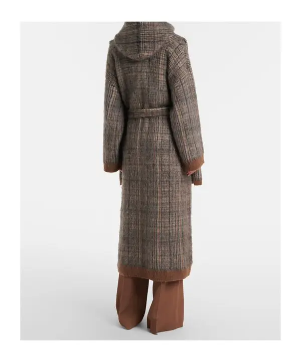 Brunello Cucinelli Checked Mohair And Wool-blend Wrap Coat