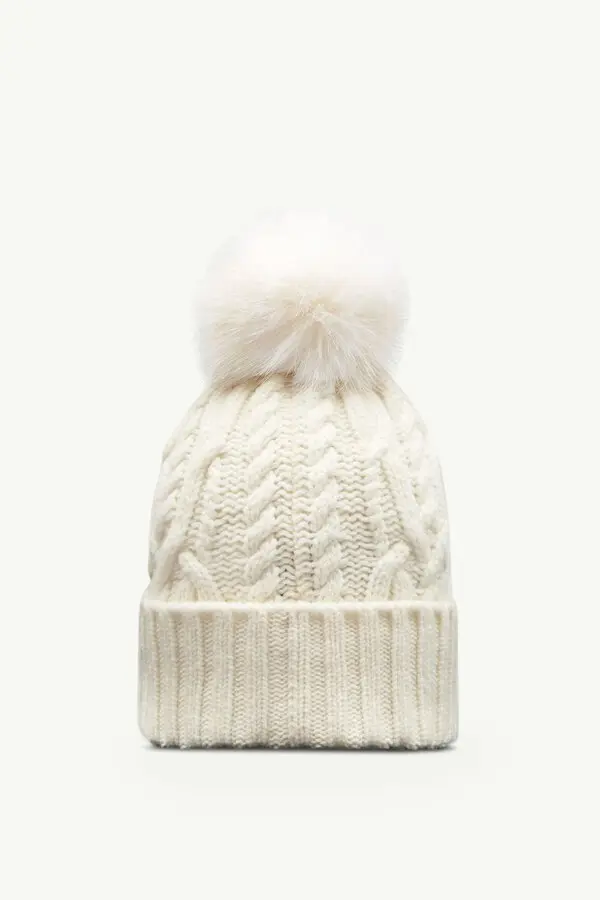 Moncler Wool Cashmere Blend Beanie With Pom Pom