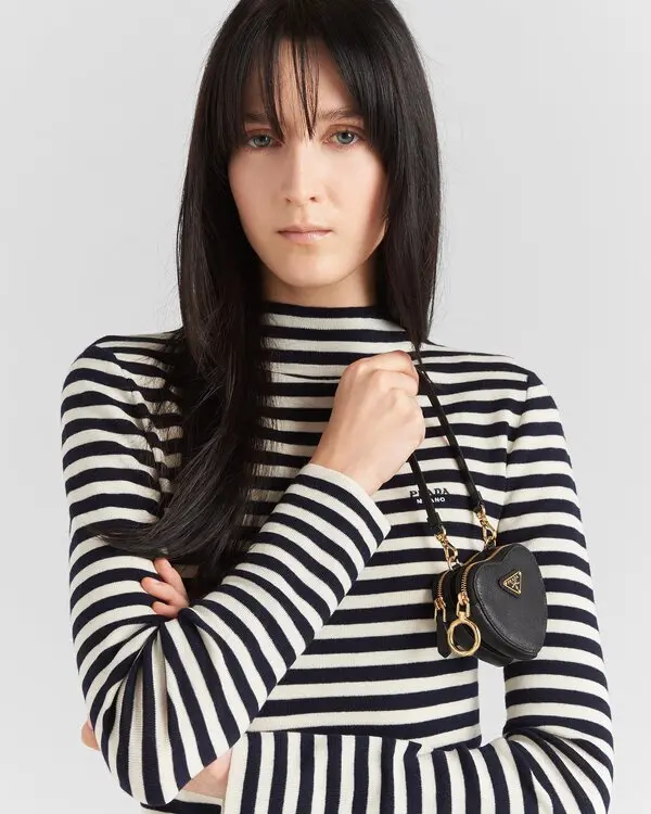 Prada Saffiano Leather Heart Mini Pouch