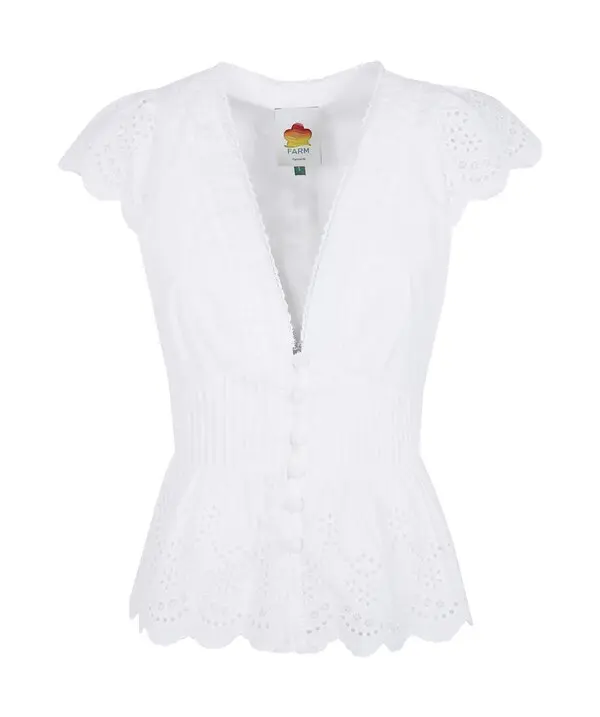 Farm Rio Embroidered Lace Blouse - Off White