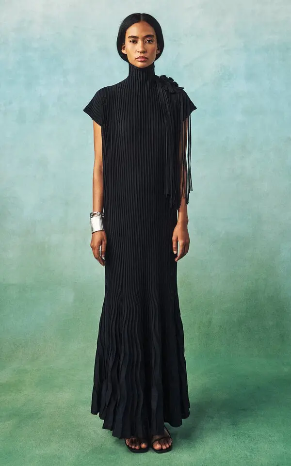 PEPA POMBO Hibisco Maxi Dress - Black