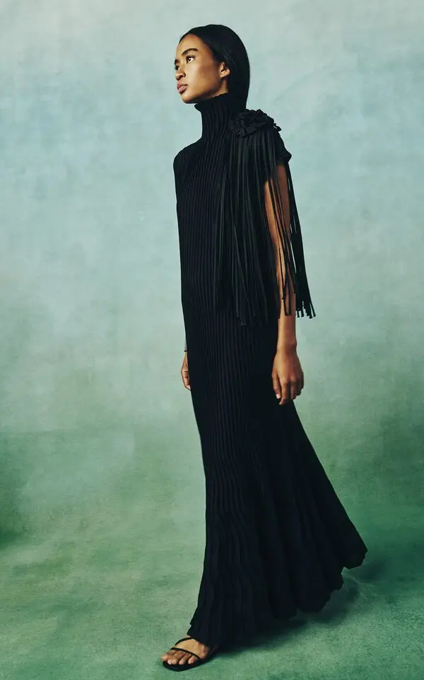 PEPA POMBO Hibisco Maxi Dress - Black
