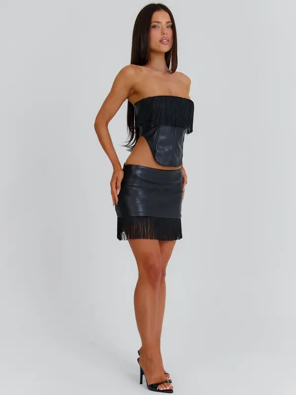 OUTCAST Jakayla Micro Mini Skirt With Fringe Detail