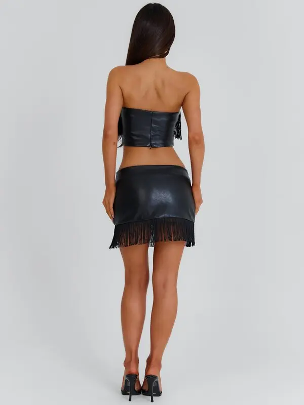 OUTCAST Jakayla Micro Mini Skirt With Fringe Detail