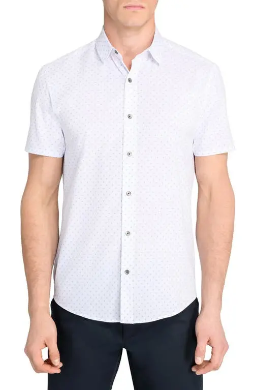 W.R.K Trim Fit Hashtag Print Short Sleeve Performance Button-up Shirt
