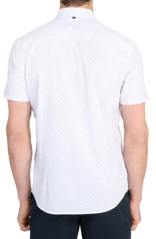W.R.K Trim Fit Hashtag Print Short Sleeve Performance Button-up Shirt