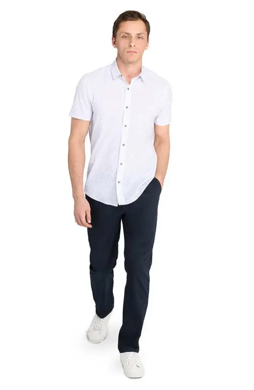 W.R.K Trim Fit Hashtag Print Short Sleeve Performance Button-up Shirt