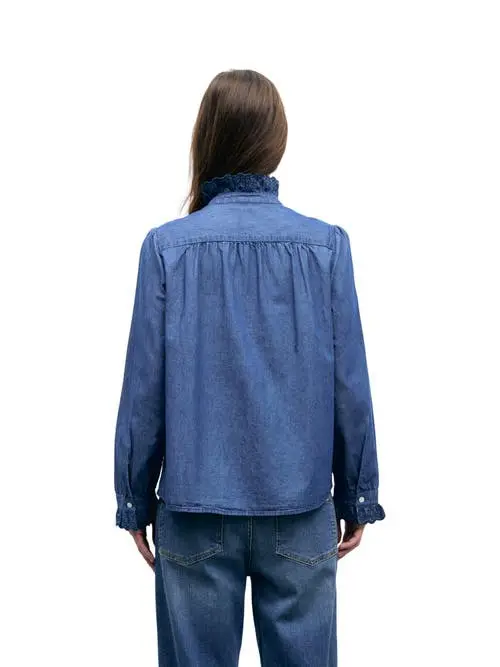 Gerard Darel Loupy High Neck Lace Trim Shirt