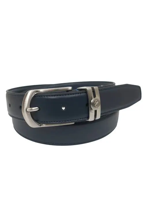 IZOD Golf 32mm Stretch Comfort Genuine Leather Belt With Metal Keeper - Navy