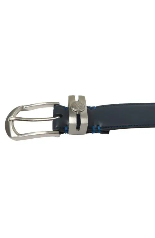 IZOD Golf 32mm Stretch Comfort Genuine Leather Belt With Metal Keeper - Navy