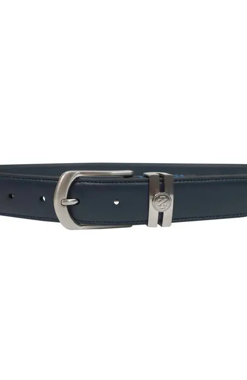 IZOD Golf 32mm Stretch Comfort Genuine Leather Belt With Metal Keeper - Navy