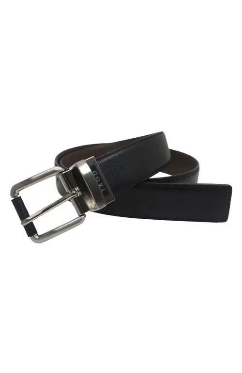 IZOD Reversible Leather Belt With Contrast Roller Buckle - Black