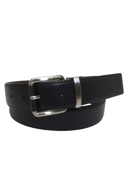 IZOD Reversible Leather Belt With Contrast Roller Buckle - Black