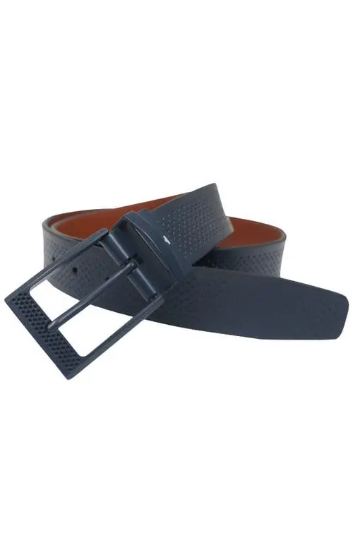 IZOD Golf Reversible Embossed Leather Belt - Navy/cognac