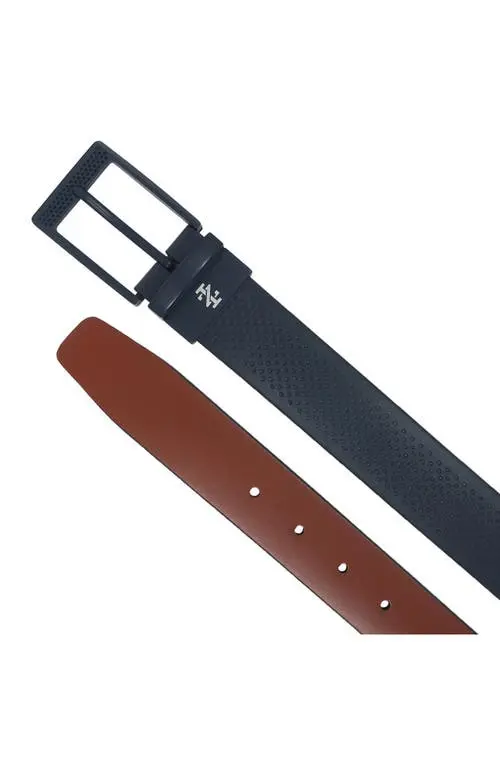 IZOD Golf Reversible Embossed Leather Belt - Navy/cognac