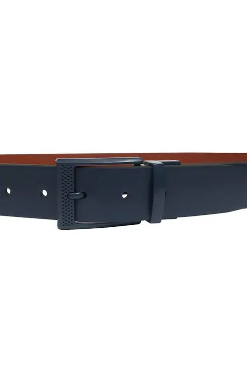 IZOD Golf Reversible Embossed Leather Belt - Navy/cognac