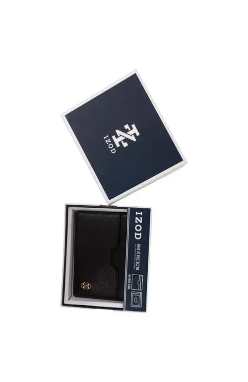 IZOD Genuine Leather Id Wallet With Epoxy Logo