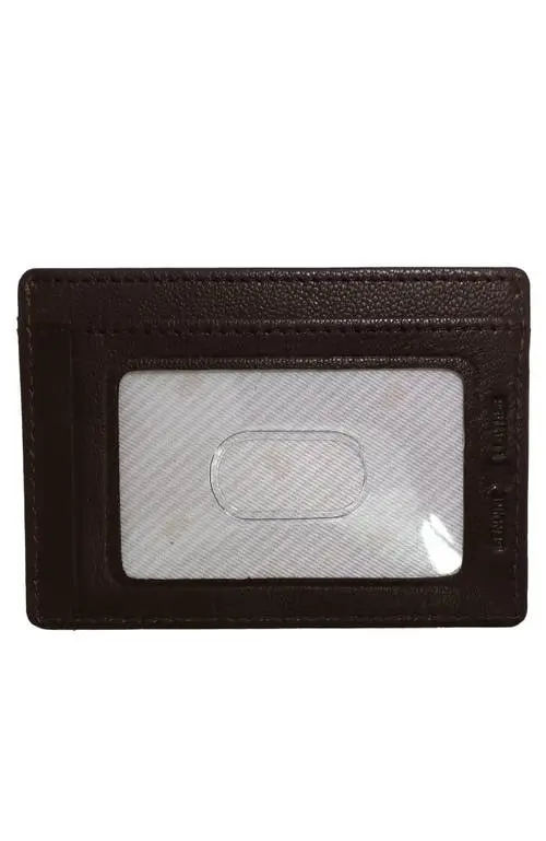 IZOD Genuine Leather Id Wallet With Epoxy Logo - Brown