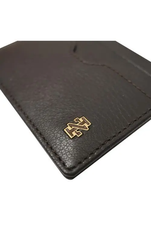 IZOD Genuine Leather Id Wallet With Epoxy Logo - Brown