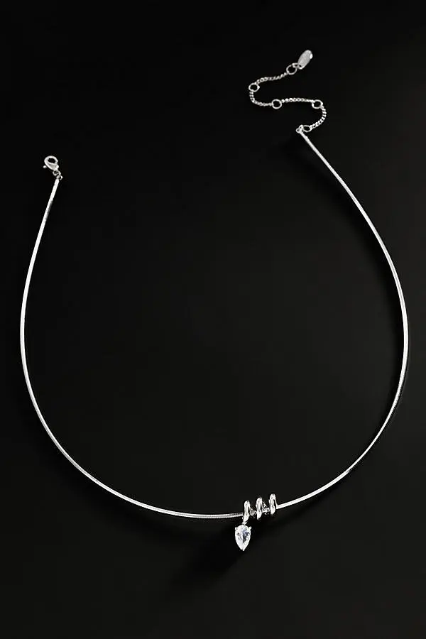 Anthropologie Demi-fe Twisted Crystal Necklace - Silver